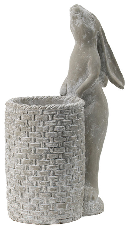 Cement Rabbit Planter 10x6x16" - Farmhouse - Outdoor Pots And Planters ...