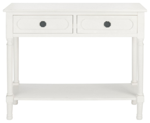 Resta 2 Drawer Console Table Distressed White - Traditional - Console ...