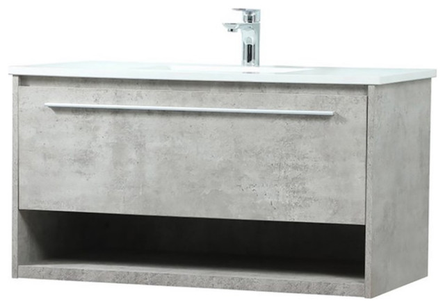 Elegant Decor Roman 36" Aluminum Alloy MDF Single Bathroom Vanity in ...