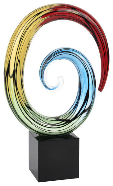 Badash GW667 Murano Art Glass Rainbow Centerpiece Black Crystal Base ...