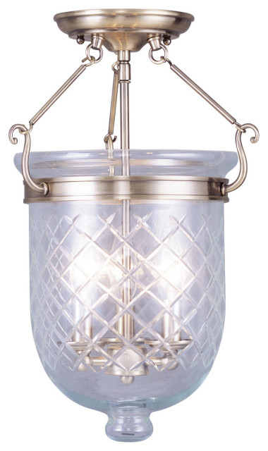 LIVEX Lighting 5072-01 Jefferson 3-Light Flush Mount Ceiling Light ...