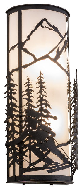 Meyda Lighting 9" Alpine Left Wall Sconce, Black/White Acrylic - Rustic ...