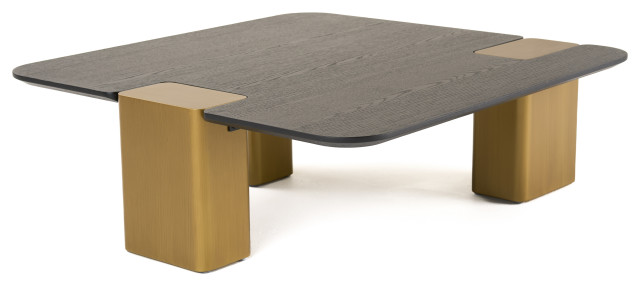 Modrest Harold Black Oak+ Brushed Gold Oak Square Small Coffee Table ...