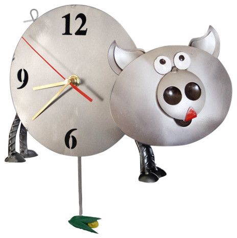 Metal Pig Clock - Farmhouse - Wall Clocks - by H&K Sculptures | Houzz