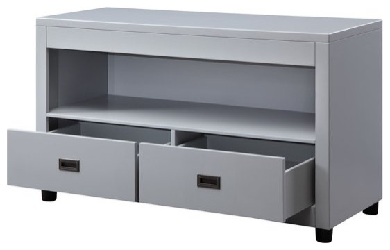Unique Console Table, Upper Open Compartment & 2 Spacious Drawers, Dove ...