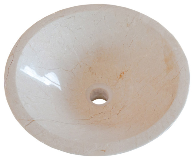 Crema Marfil Marble Natural Stone V-Shape Tapered Sink (D)16" (H)6 ...
