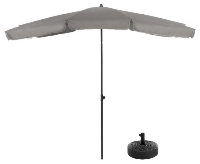 Greemotion Set of 2 Sleek Stainless Steel Gray Fabric Patio Umbrella ...