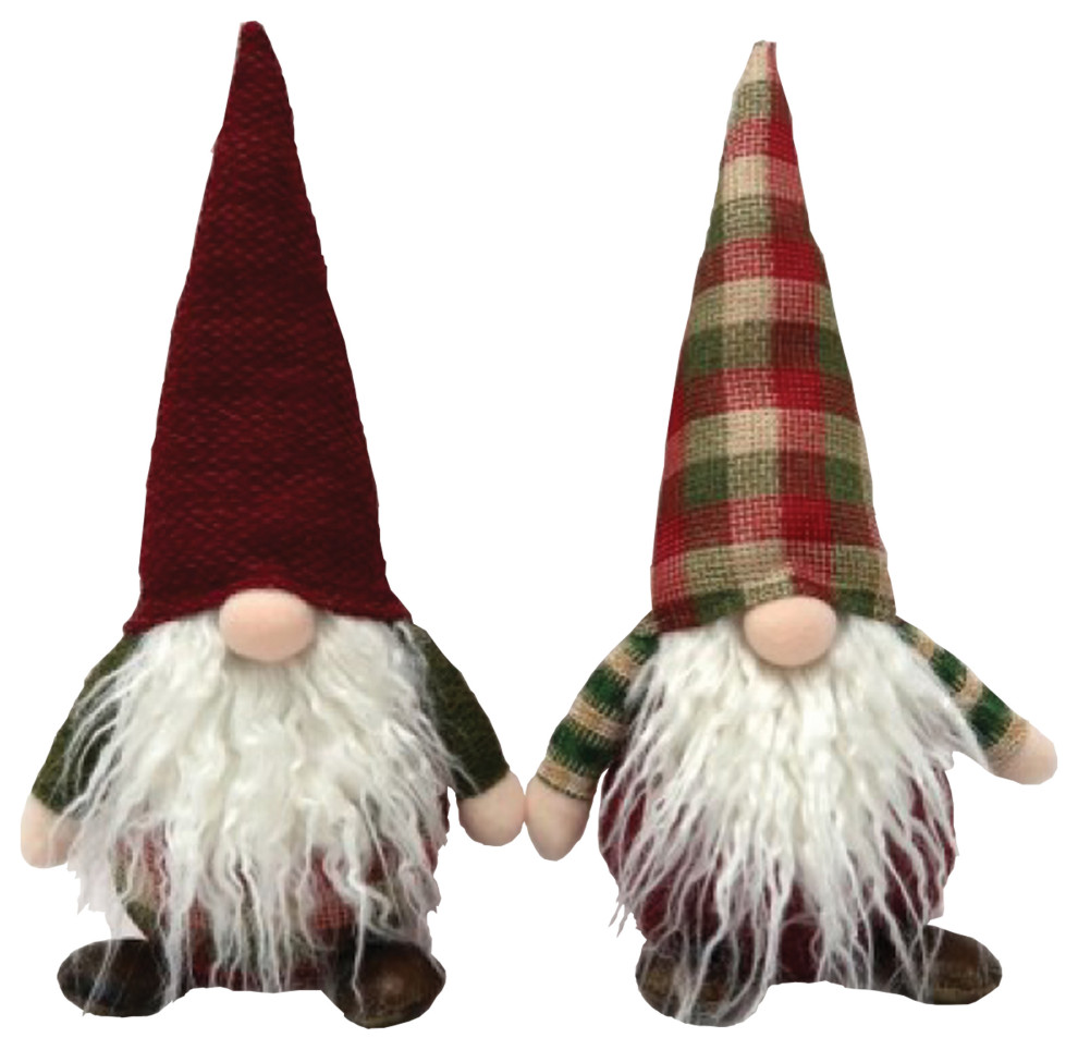 8" Plaid Gnomes, Set of 2 - Contemporary - Holiday Accents And ...
