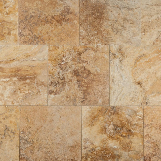 Oasis Gold Travertine Tile, 18"x18"x.5", Honed and Filled- 20 boxes ...