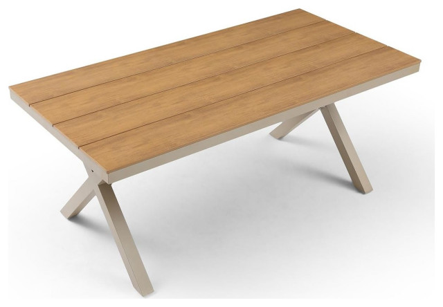 Outdoor Dining Table, X-Shaped Trestle Base With Grooved Hips Plastic ...