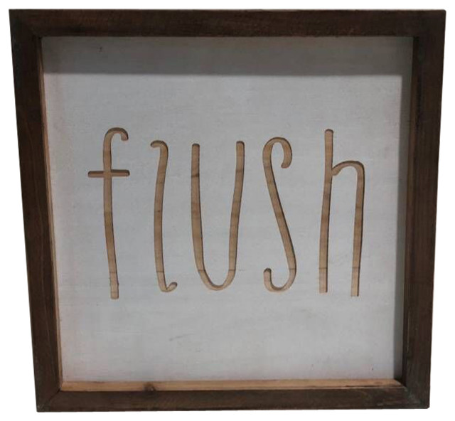 Wood Sign "Flush" - Contemporary - Prints And Posters - by VIP ...