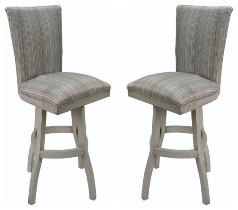 Home Square 30" Swivel Solid Wood Bar Stool in Natural Fun - Set of 2 ...