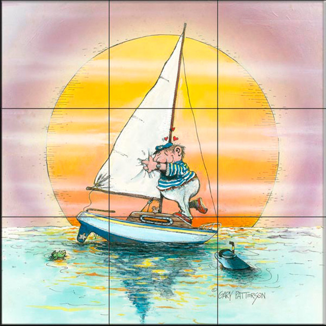 Tile Mural, The Boat Lover by Gary Patterson, 12.75" x 12.75" (9 Tiles ...