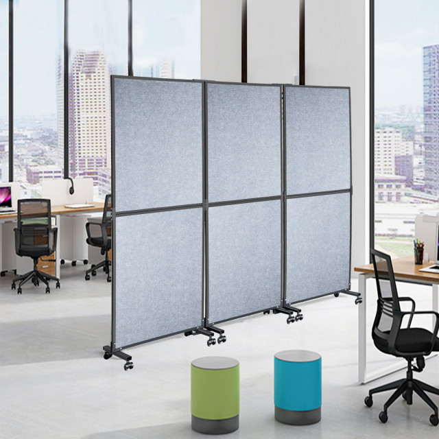 Acoustic Room Divider 72"x66" Office Partition 3 Panels - Contemporary ...