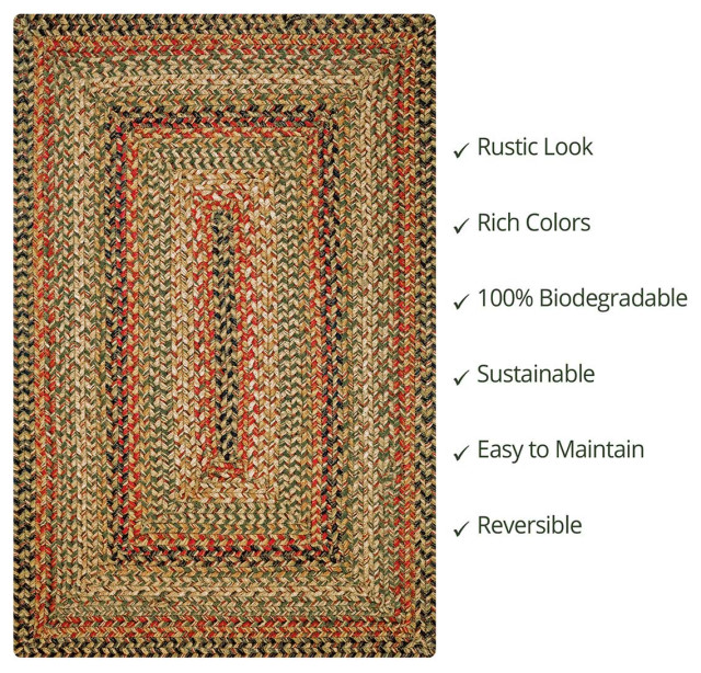 Homespice Decor Kingston Jute Braided Rug 27"x45" Rectangular ...