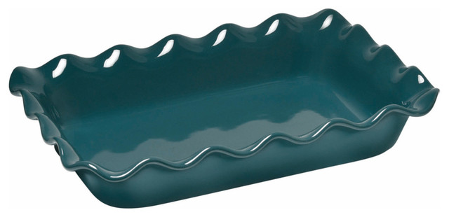 Emile Henry Blue Flame Ceramic 3.3 Quart Ruffled Rectangular Baker ...