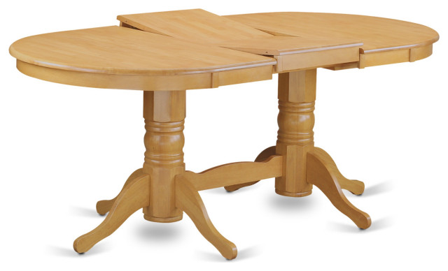 7-Piece Vancouver Table With 17" Leaf and 6-Wood Dinette Chairs, Oak ...