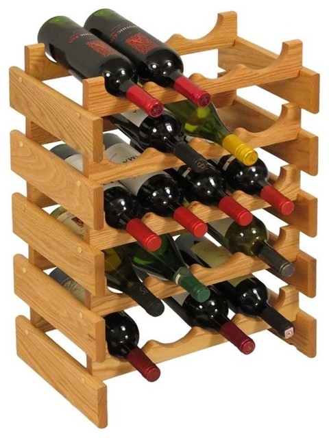 Pemberly Row 5 Tier 20 Bottle Wine Rack in Light Oak - Transitional ...