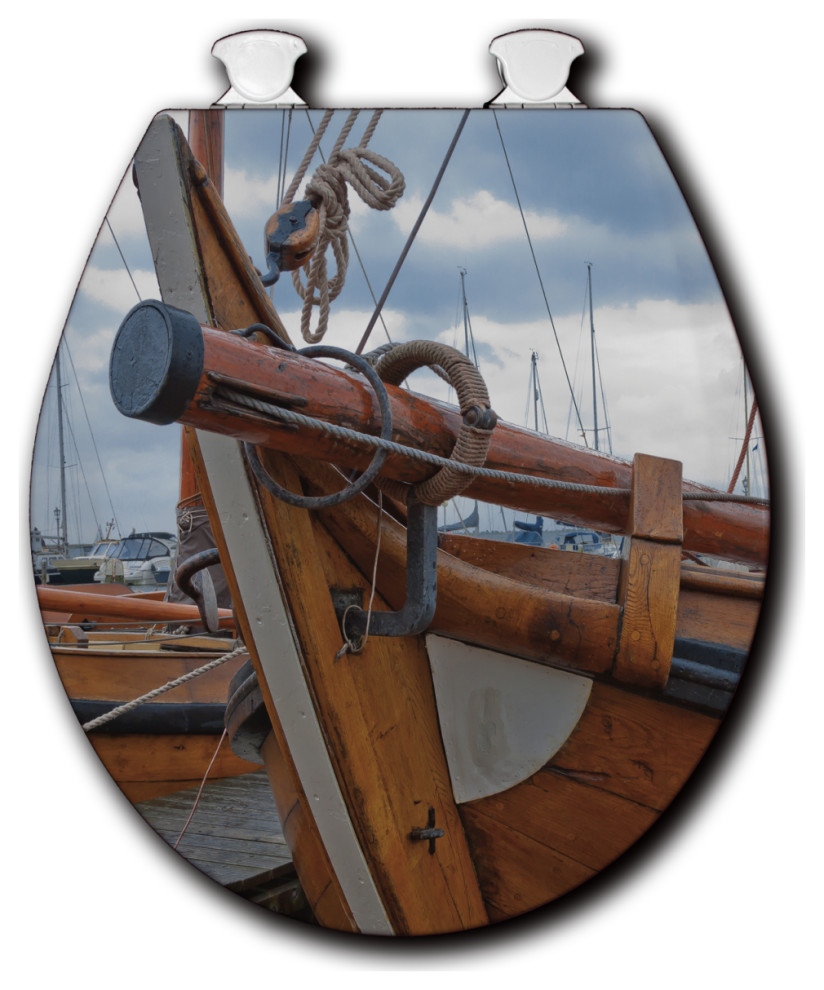 White Toilet Seat, Wooden Bow - Beach Style - Toilet Seats - by House ...
