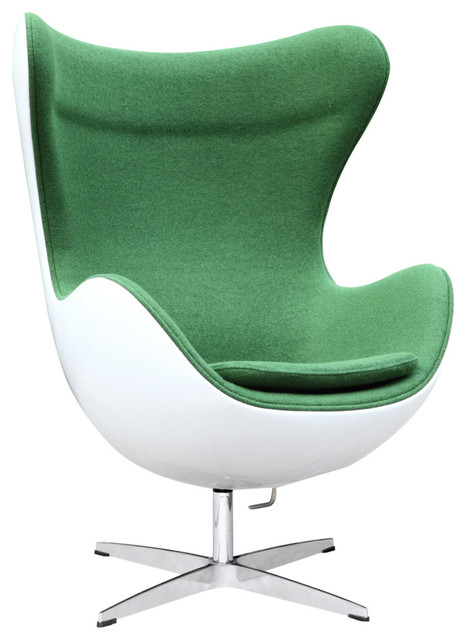 Modern Classics Fiesta Fiberglass Chair In Wool, Green, 43"H x 34"W x ...