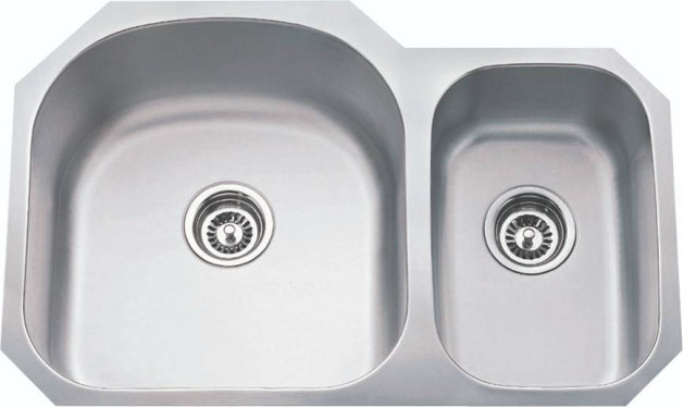 Stainless Steel 32" 18-Gauge Double Bowl 70/30 Split Undermount Kitchen ...