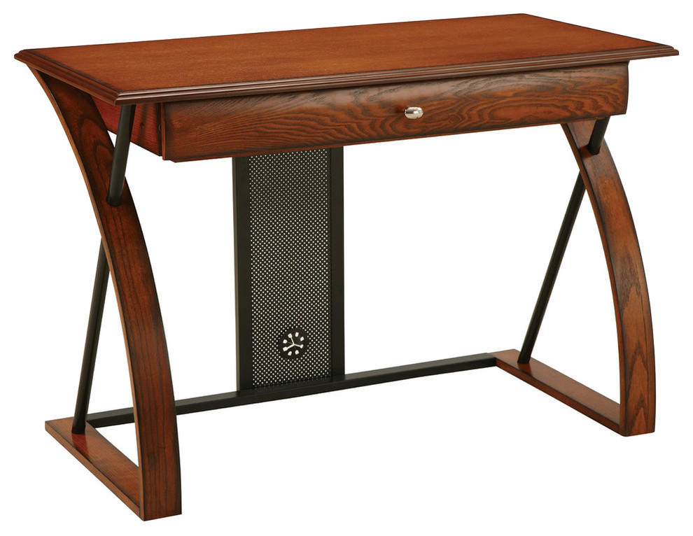 Aurora Computer Desk with Powder-Coated Black Accents - Transitional ...