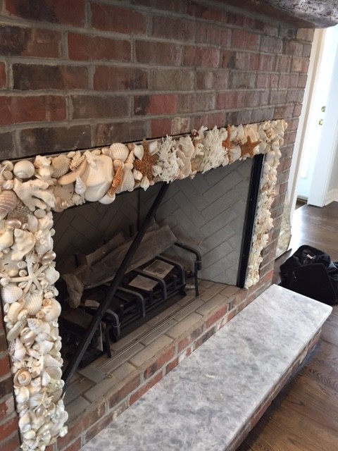 Shell Encrusted Fireplace Surround - Mantoloking, NJ - Beach Style ...