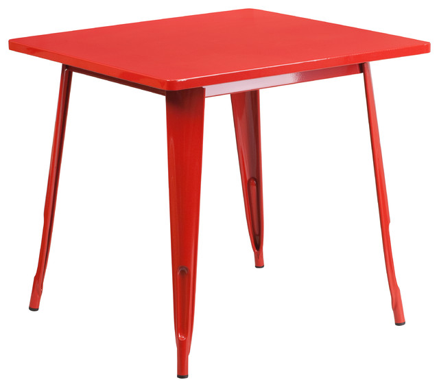 Flash Commercial Grade 31.5" Square Metal Table, Red - ET-CT002-1-RED ...