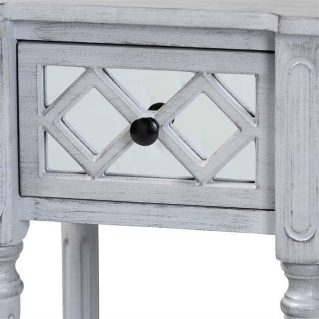 Pemberly Row Contemporary 1-Drawer Traditional Wood End Table in Gray ...