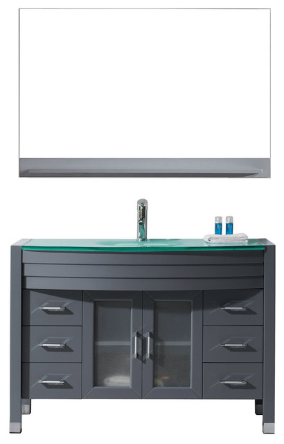 Ava 48" Single Bathroom Vanity Set, Gray, Brushed Nickel Faucet ...