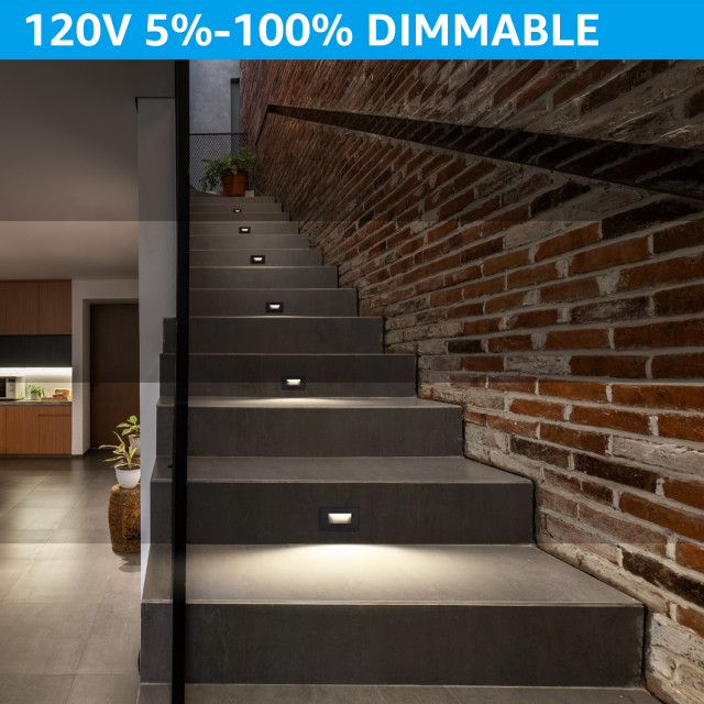 6 Pack 5CCT 120V LED Stair Lights Indoor Outdoor, 5%-100% Dimmable ...