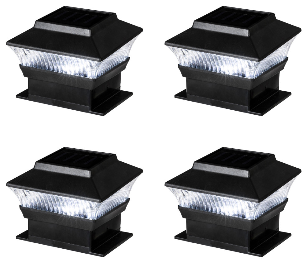 5.75"L Solar Powered LED Fence Post Cap Light, Set of 4 - Transitional ...