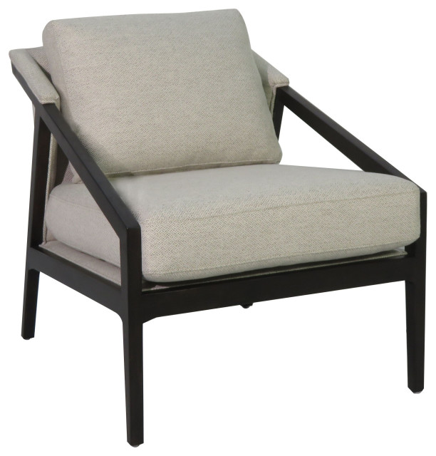 Ezra Chair - Coffee finish with platinum fabric - Midcentury ...