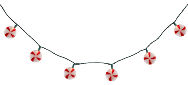 10 Count Peppermint Candies Christmas Patio Lights 6ft Green Wire ...