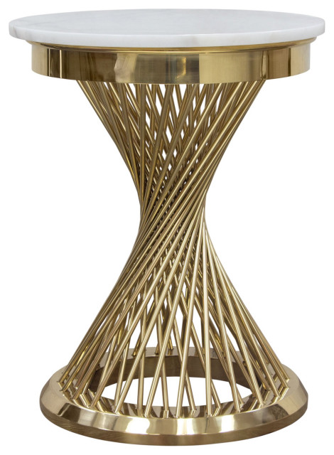 Solstice 18" Round End Table With Spiral Spoked Base, Gold ...