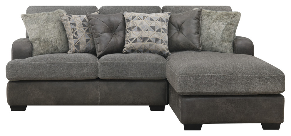 Melissa Sectional Chofa, Gray Herringbone - Transitional - Sectional ...