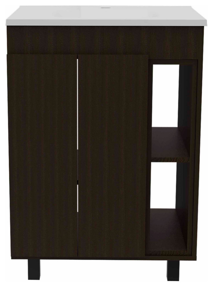 Palmer 24" Vanity Cabinet, 1 Cabinet With Division-2 Small Shelves ...
