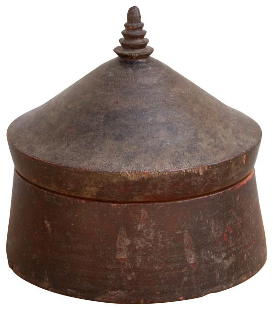 Charcoal Red Chanda Tikka Box - Farmhouse - Decorative Boxes - by De ...