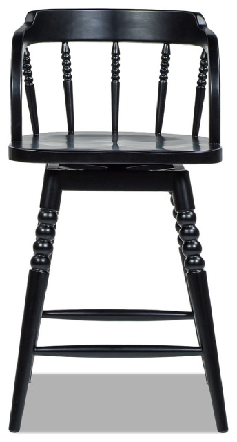Breda 25.5" Turned Bubble Spindle Low-Back Wood Swivel Counter Stool ...