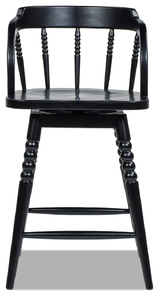 Breda 25.5" Turned Bubble Spindle Low-Back Wood Swivel Counter Stool ...