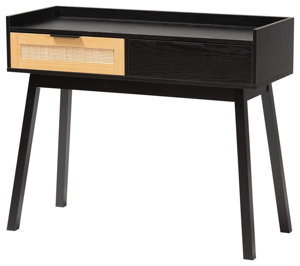 Baxton Studio Kalani Two-Tone Brown Wood 2-Drawer Console Table ...