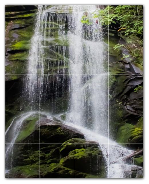 Waterfalls Ceramic Tile Wall Mural HZ501130, 17" Wide x 21.25" High ...