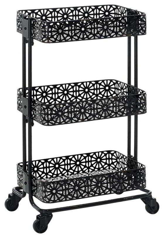 Black Metal 3-Tier Cart - Contemporary - Utility Carts - by ShopLadder ...