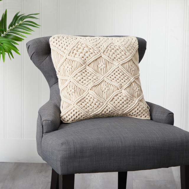 18" Boho Cross Woven Macrame Decorative Pillow Cover - Scandinavian ...