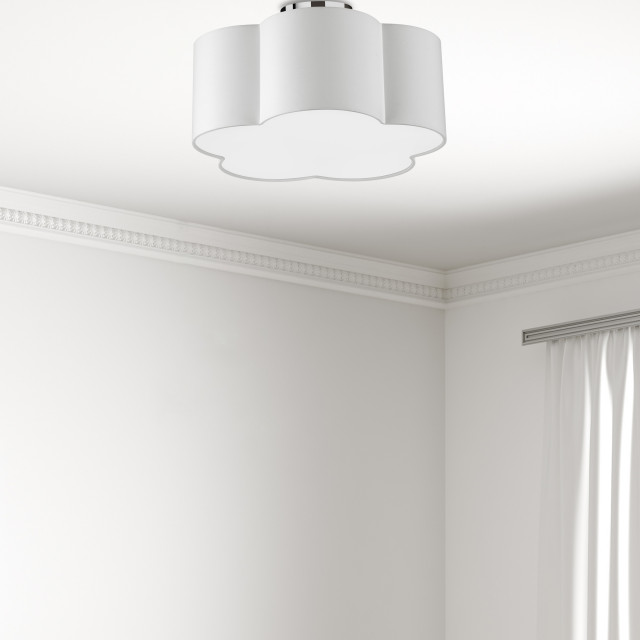 White Contemporary Flush Mount With Polished Chrome Metal ...