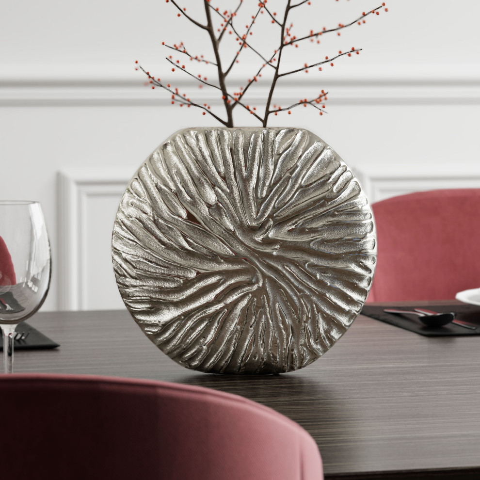 Cadence Round Metal Table Vase - Contemporary - Vases - by Gild | Houzz