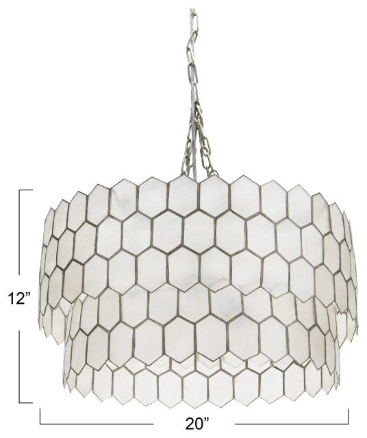 Capiz Honeycomb 2-Tier Chandelier Style Ceiling Light - Contemporary ...