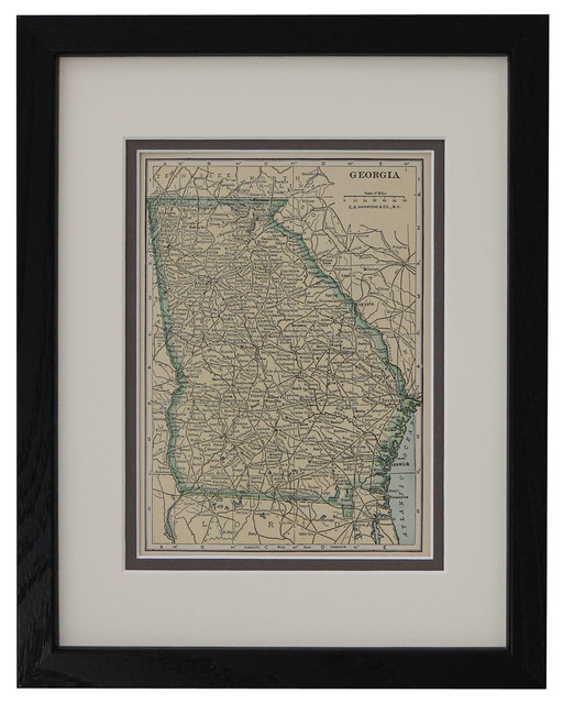 Original Georgia Map, Framed Authentic Vintage Georgia Map, 1920s ...