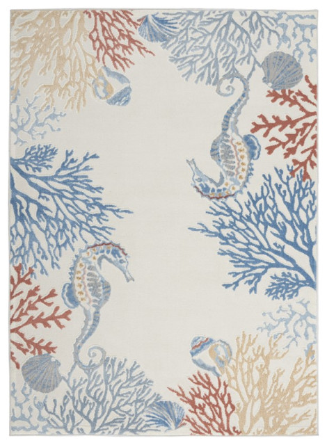 Nourison Seaside SDS03 Contemporary Ivory/Multi Rectangle Area Rug, 7 ...