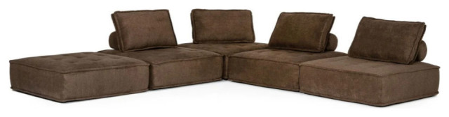 HOLDER Modern Dark Gray Brown Modular Sectional Sofa - Transitional ...